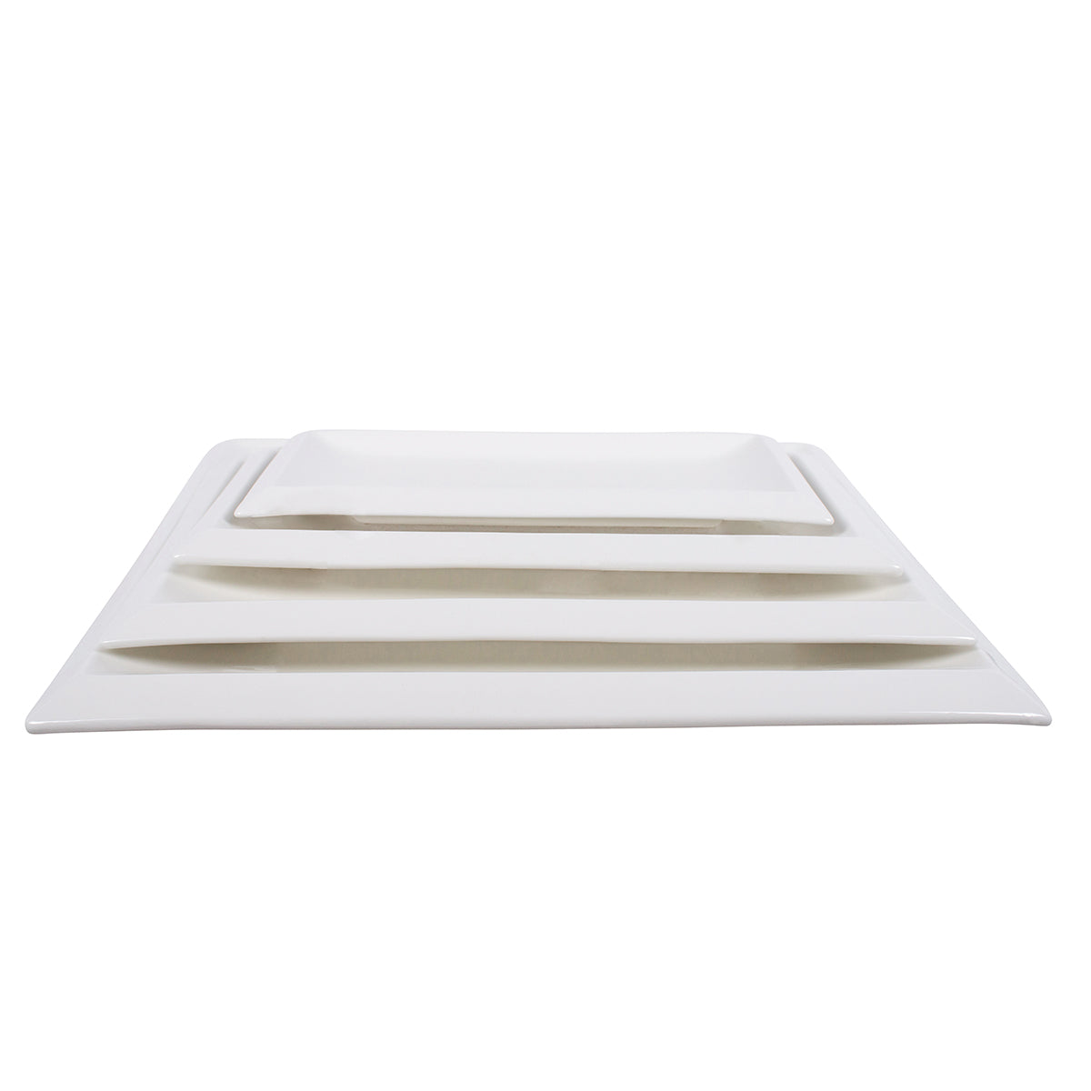 White Porcelain Reverse Rim Rectangular Serving Platters- Multiple ...