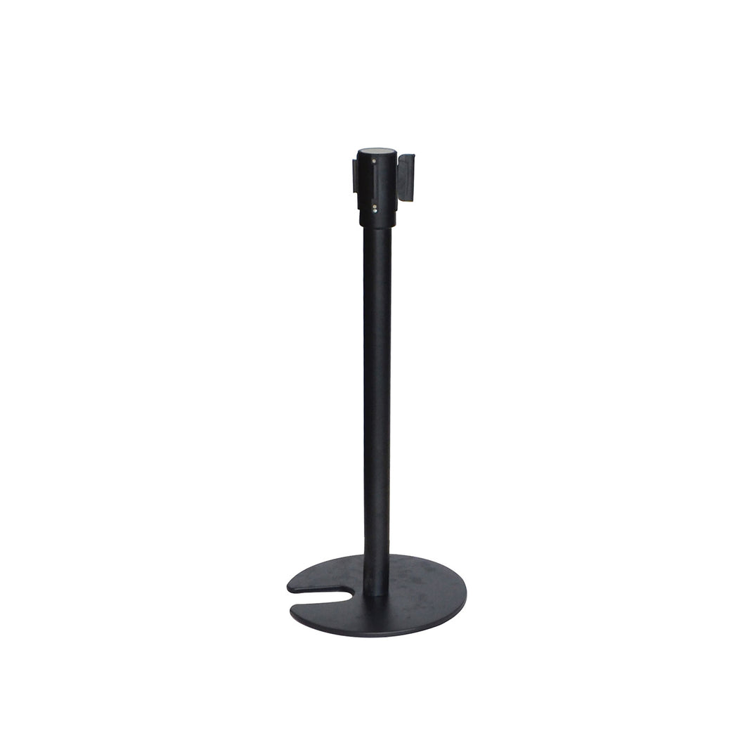 Black Retractable Belt Stanchion- Flat Stackable Base- with 3 Hooks ...